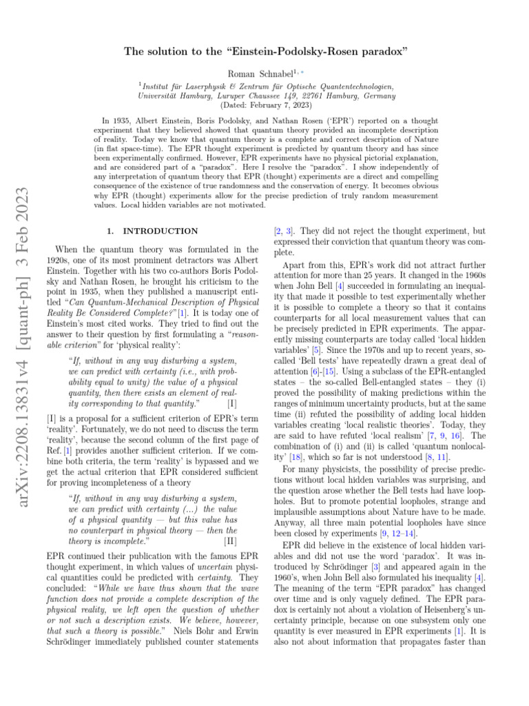 EPR Paradox Solution | PDF | Uncertainty Principle | Quantum Mechanics