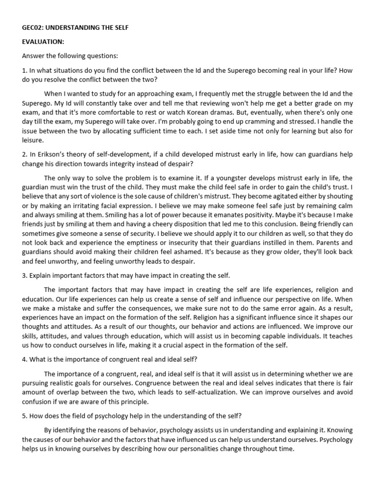 Understanding The Self | PDF | Self Concept | Self