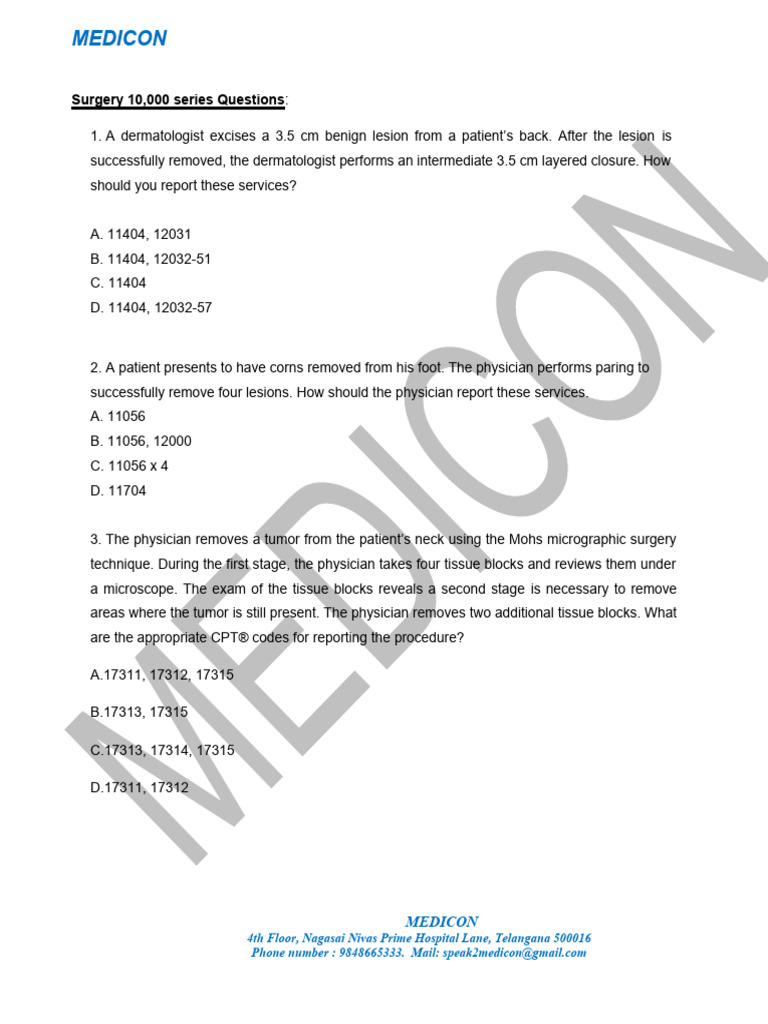 MEDICON Integumentory Questions | PDF | Wound | Surgery