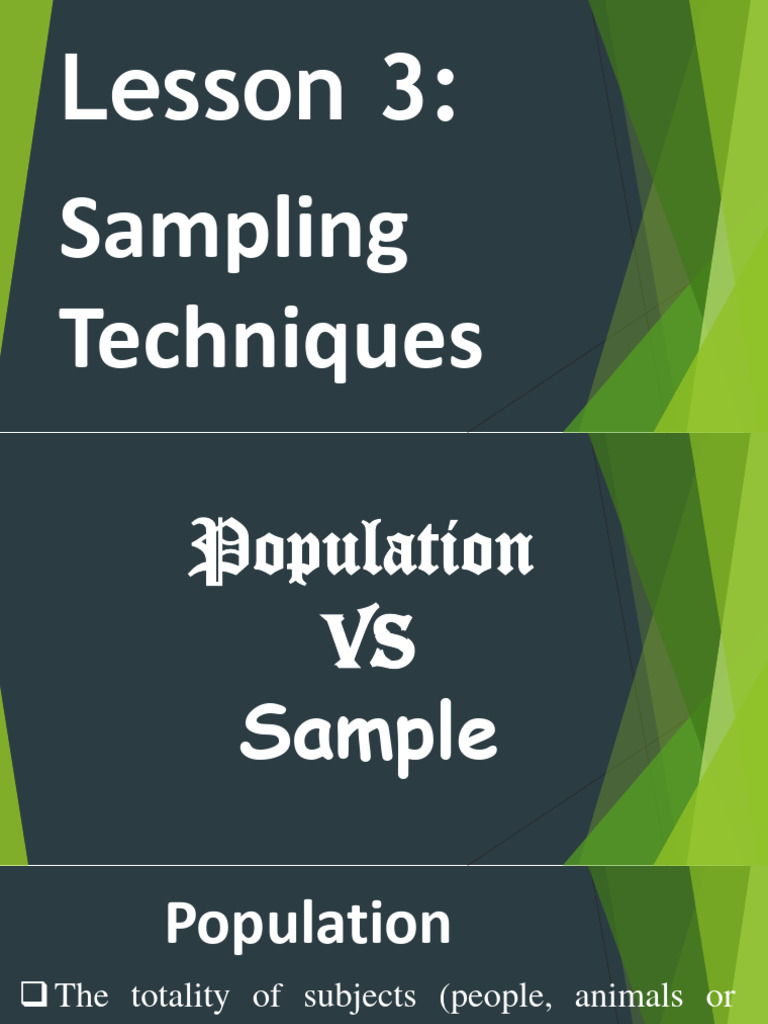 Lesson 3 Sampling Techniques | PDF | Sampling (Statistics) | Stratified Sampling