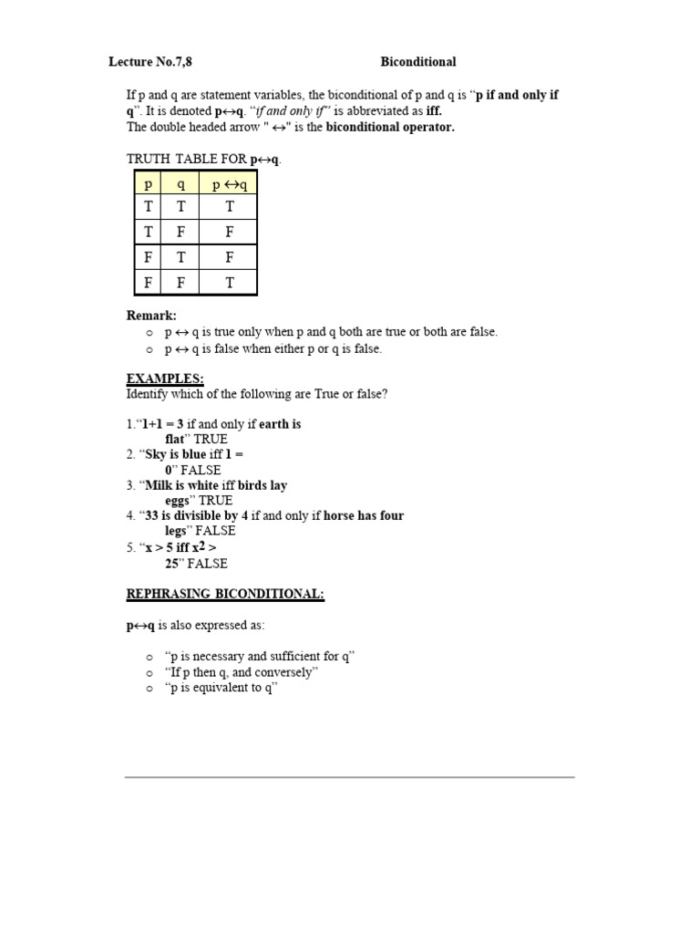 Discrete Lec7+8 | PDF | If And Only If | Syntax (Logic)