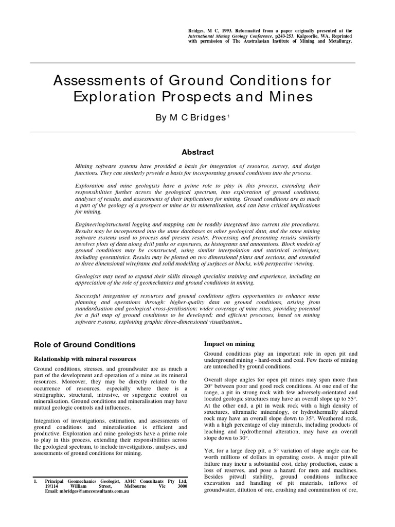 Ground Conditions in Mining Geology | PDF | Structural Geology | Geology