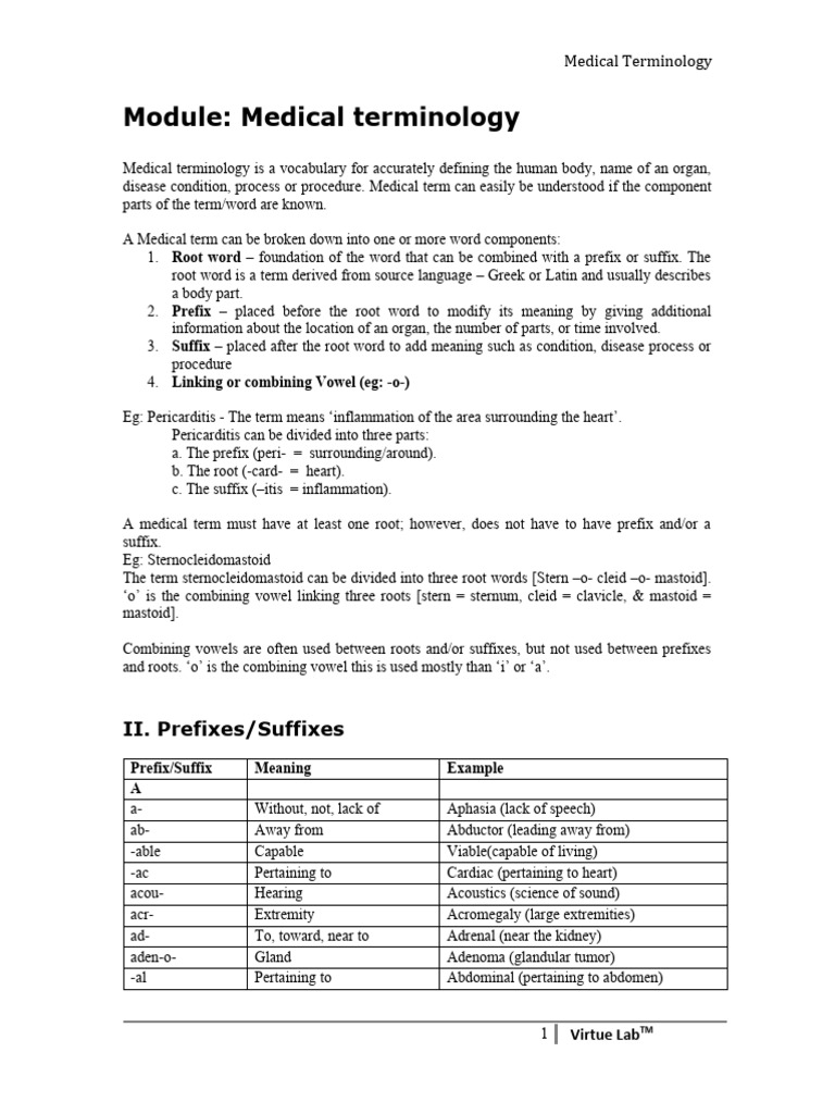 Medical Terminology | PDF
