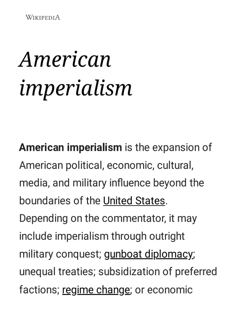 American Imperialism - Wikipedia | PDF | Imperialism | Christian Mission