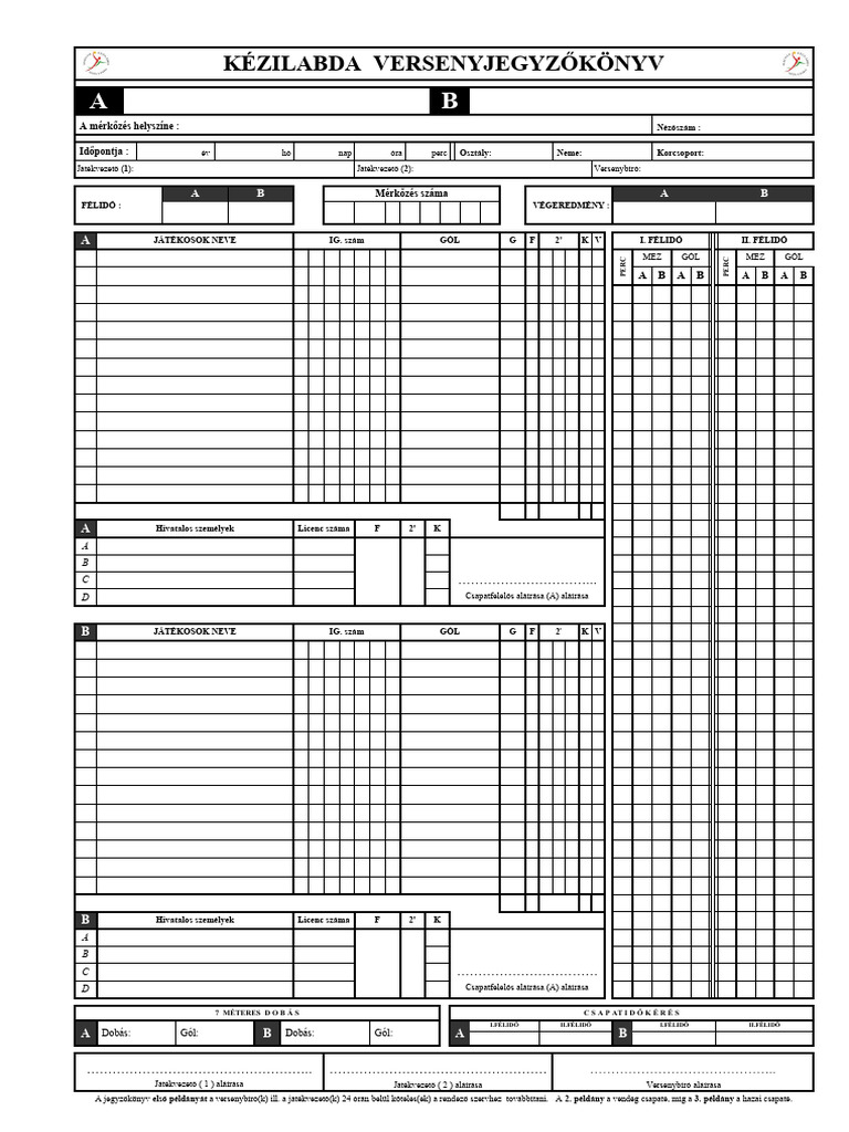 Kezilabda Jegyzokonyvminta | PDF