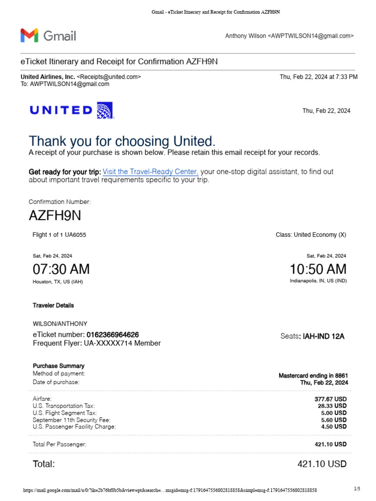 United Ticket Home From Houston## | PDF