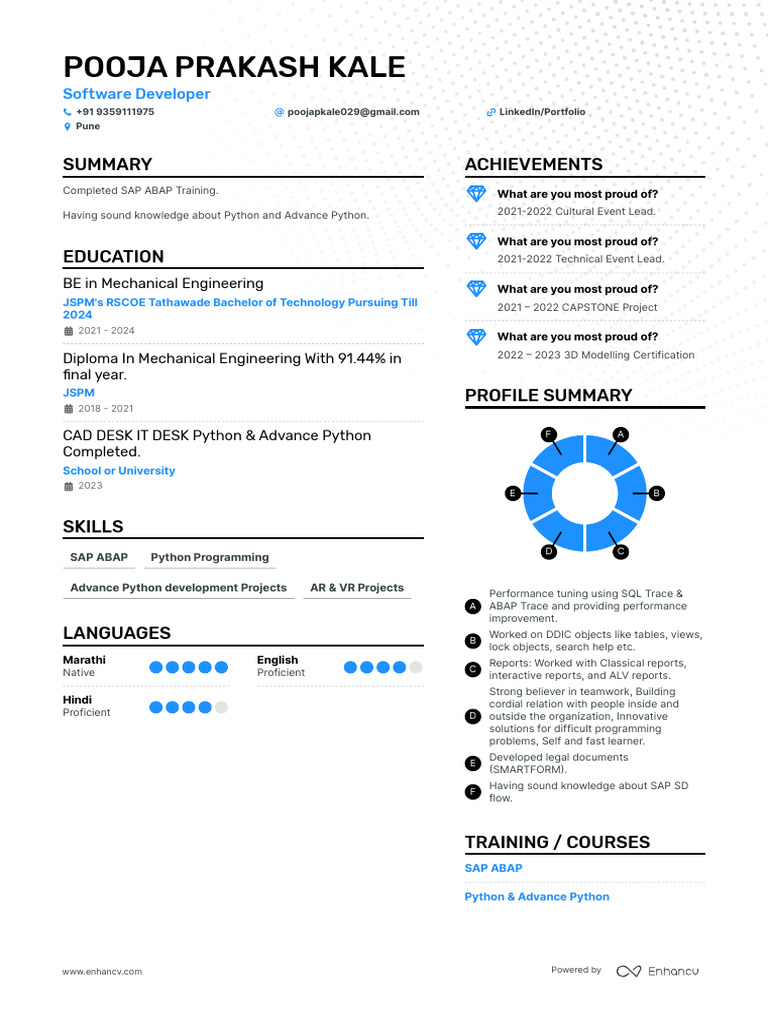 Pooja Prakash Kale Resume | PDF | Learning | Computing