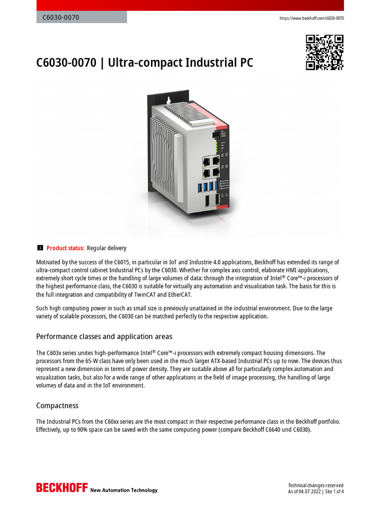 C6030-0070 - Ultra-Compact Industrial PC: Performance Classes and ...