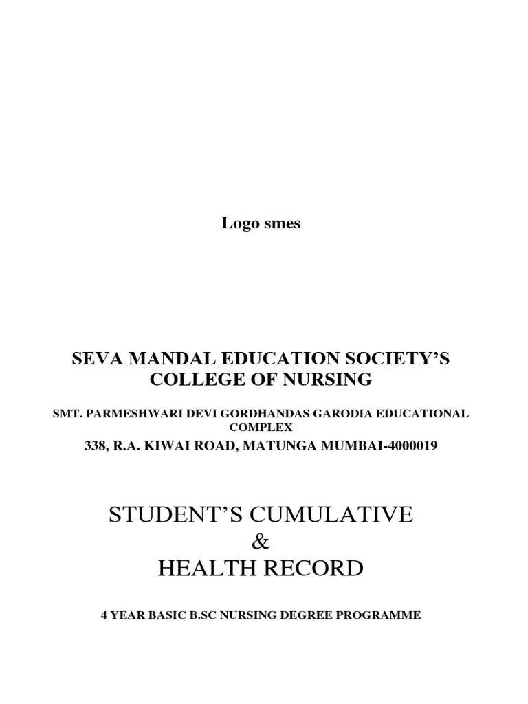 B.SC - Nursing Cumulative & Health Record | PDF | Nursing | Medical ...