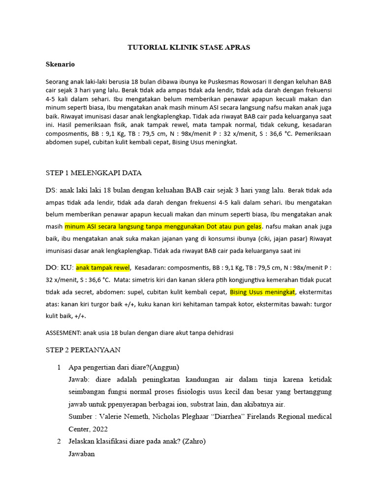 Tutorial Klinik 1 Stase Apras | PDF