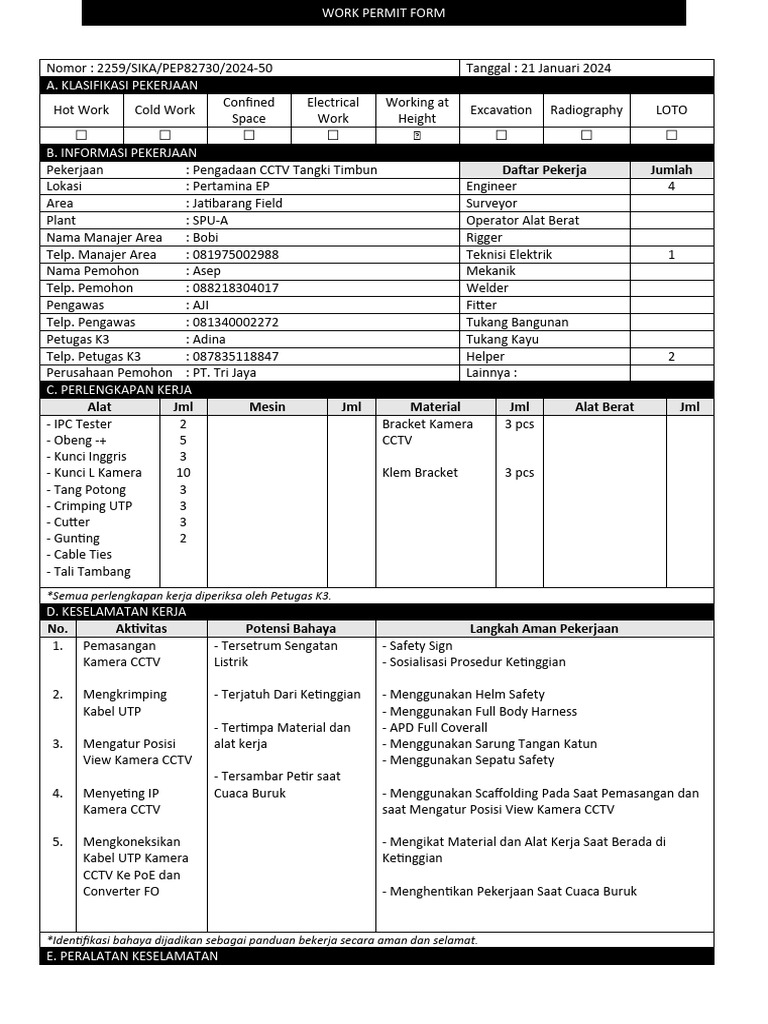 Form Work Permit Pdf