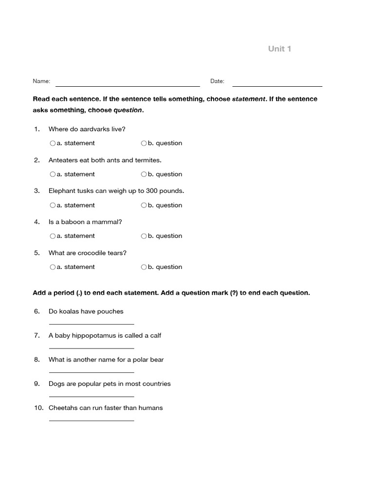 Sadlier Connect™ - Lesson 2 - Statements and Questions | PDF