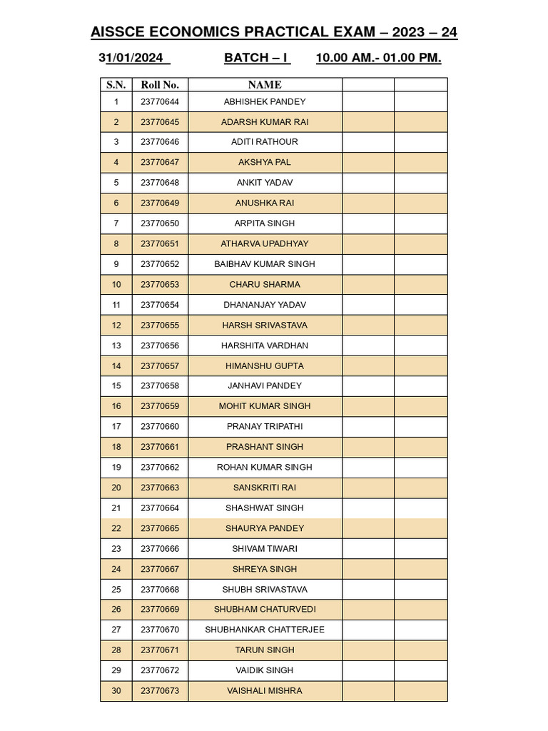 AISSCE Economics Practical Exam 2023-24 | PDF