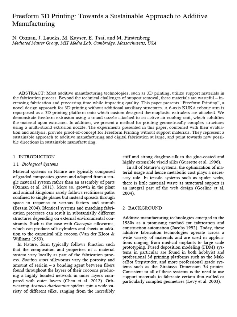 2 SIM124 Freeform 3D Printing - Towards A Sustainable Approach To ...