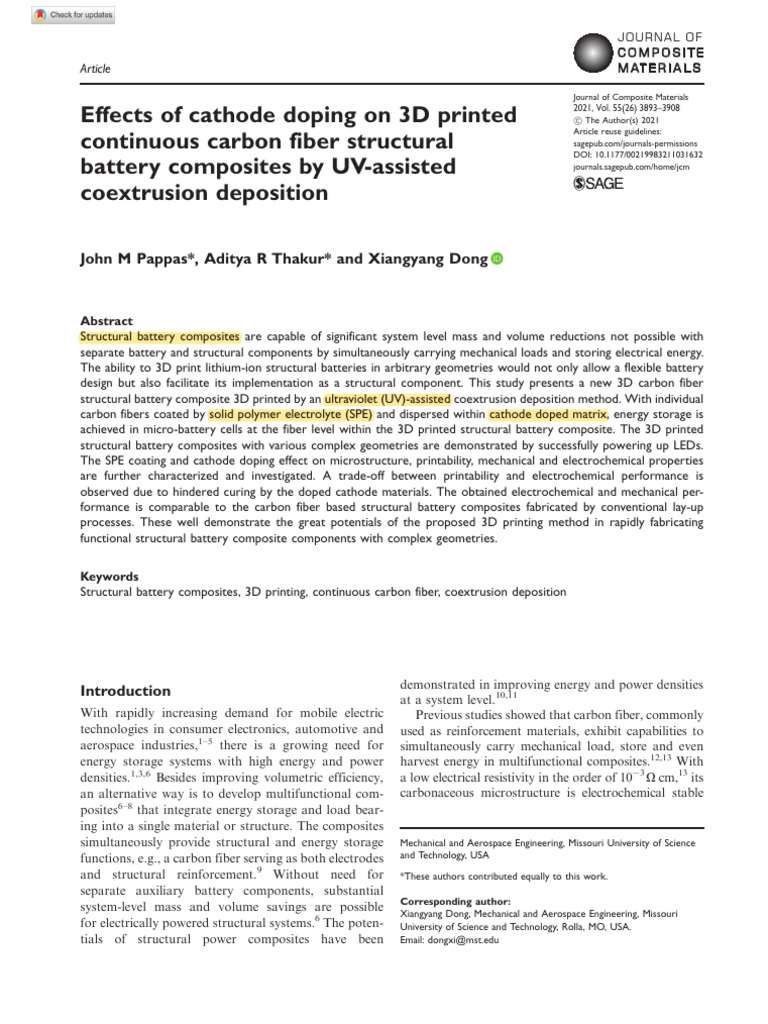 02 - Effects of Cathode Doping On 3D Printed | PDF | Lithium Ion ...
