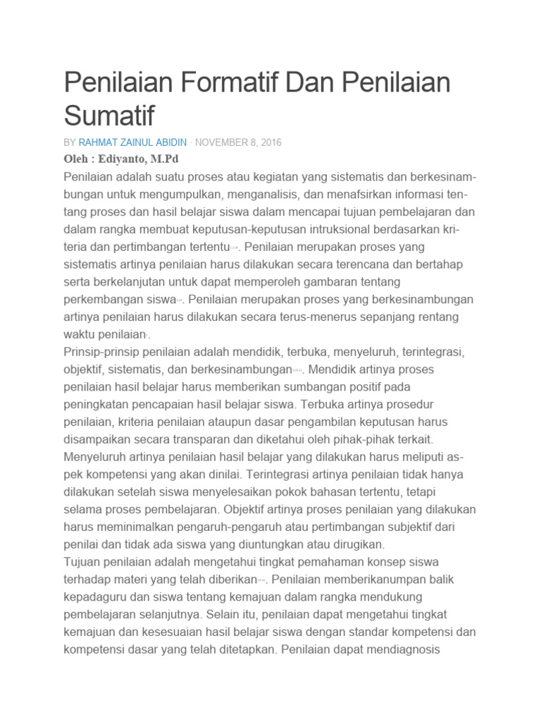 Penilaian Formatif dan Sumatif Siswa | PDF