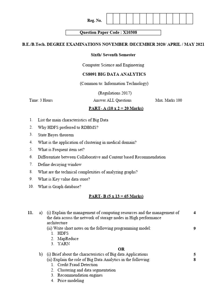 Question Paper Code: X10308: Ime: 3 Hours Answer ALL Questions Max. Marks 100 | PDF