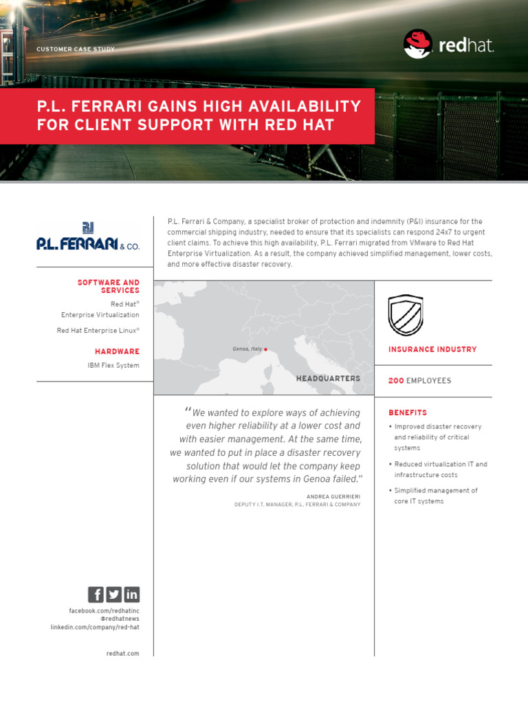RH PL Ferrari High Availability Virtualization Case Study f7719kc 201705 en | PDF | Red Hat ...