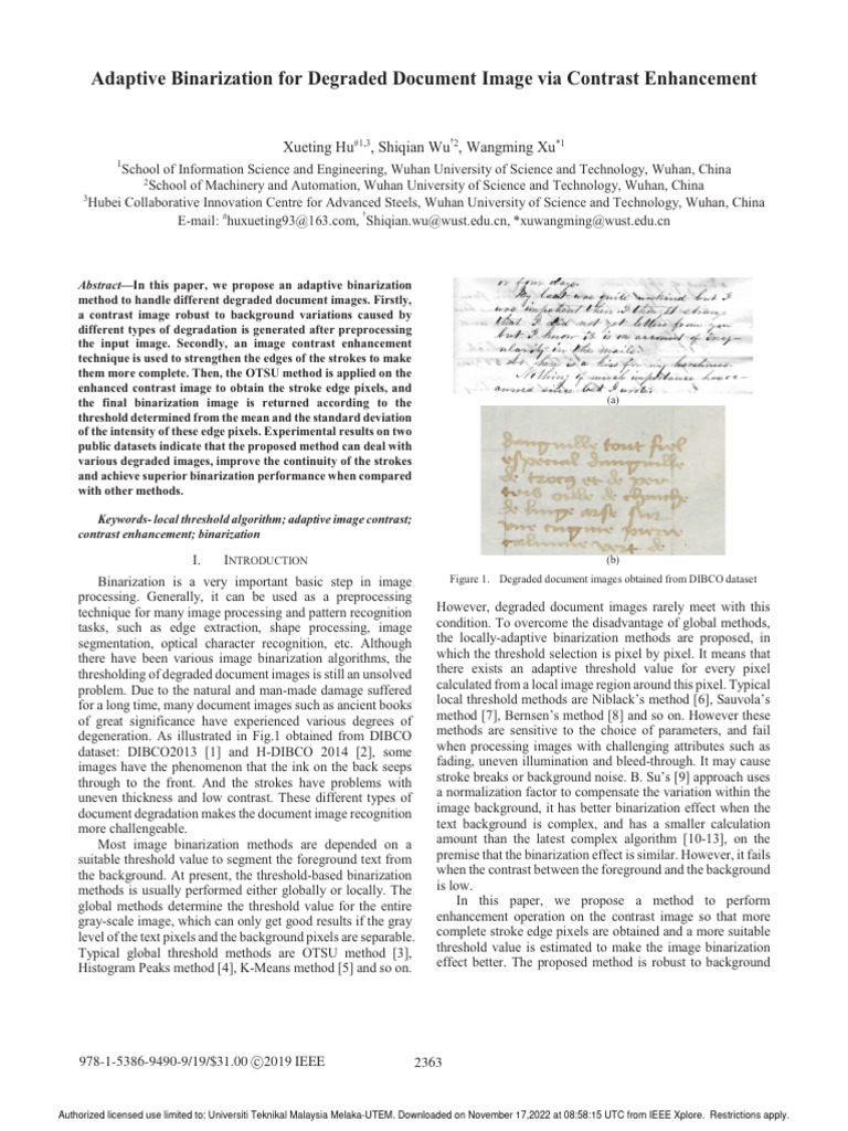 Adaptive Binarization For Degraded Document Image Via Contrast ... Adaptive Binarization For Degraded Document Image Via Contrast ...