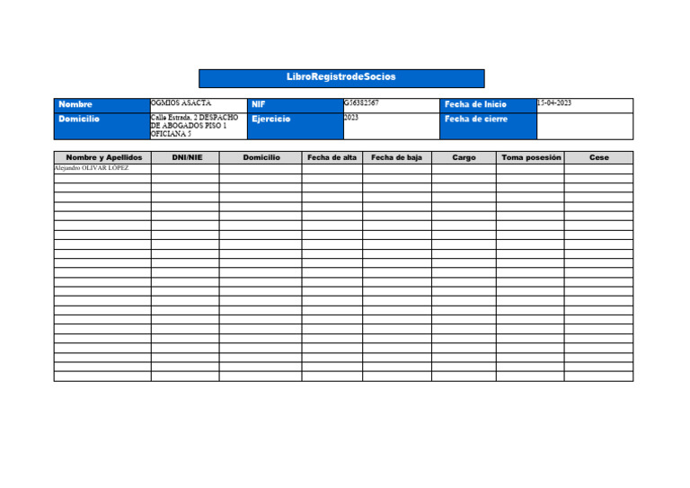 Libro Registro de Socios | PDF