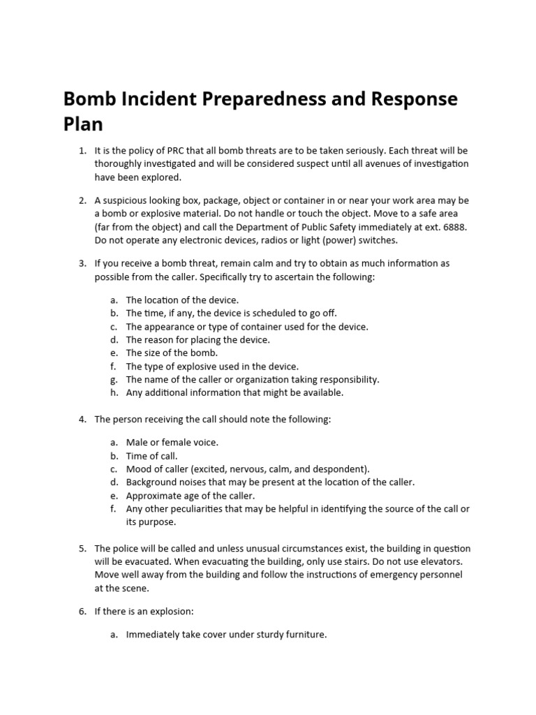 LEO Bombing Preparedness and Response Plan | PDF | Emergency ...