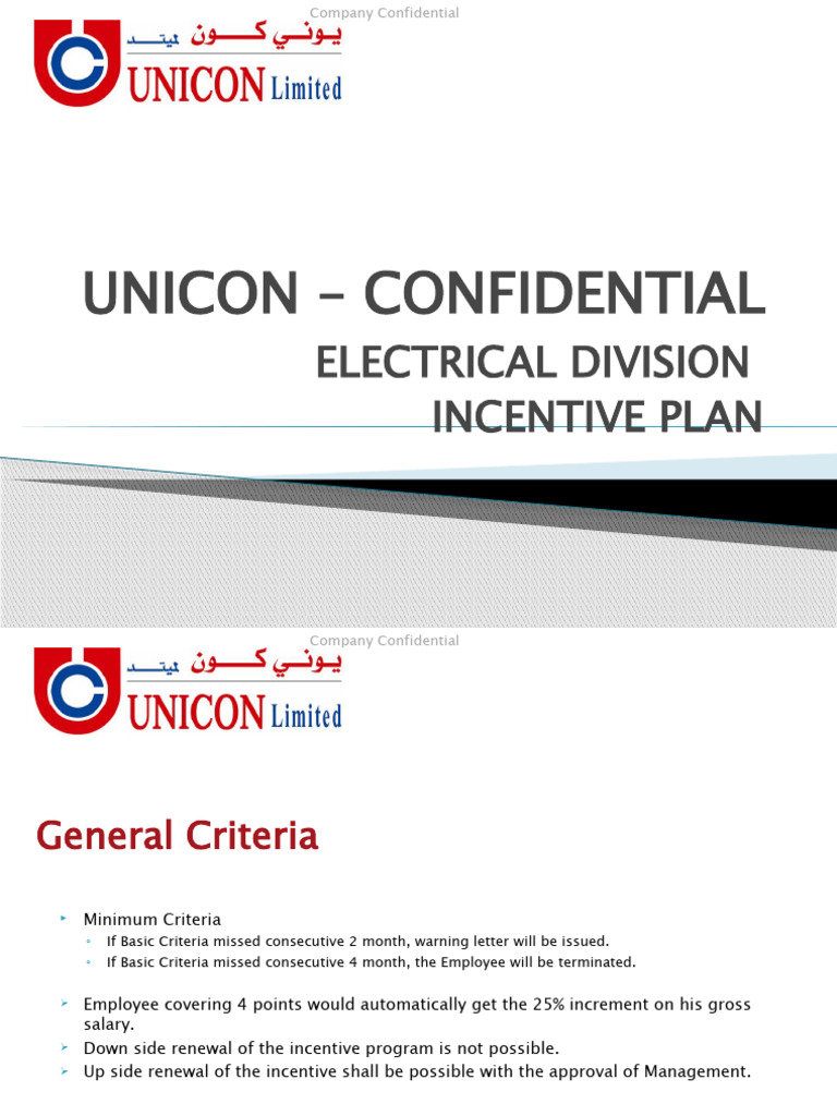 UNICON - Incentive Plan For Staff Confidential | PDF