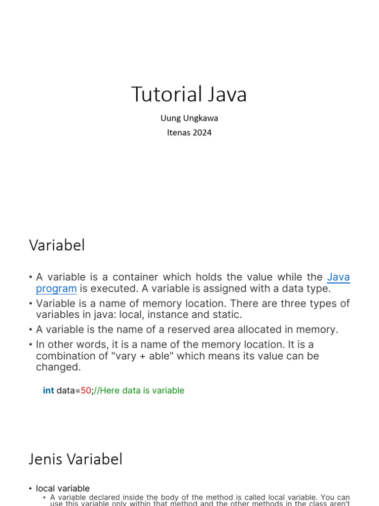 Pert 3 Tutorial Java | PDF | Programming | Constructor (Object Oriented ... Pert 3 Tutorial Java | PDF | Programming | Constructor (Object Oriented ...