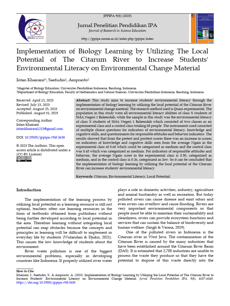 Implementation of Biology Learning by Utilizing TH | PDF | Learning ...