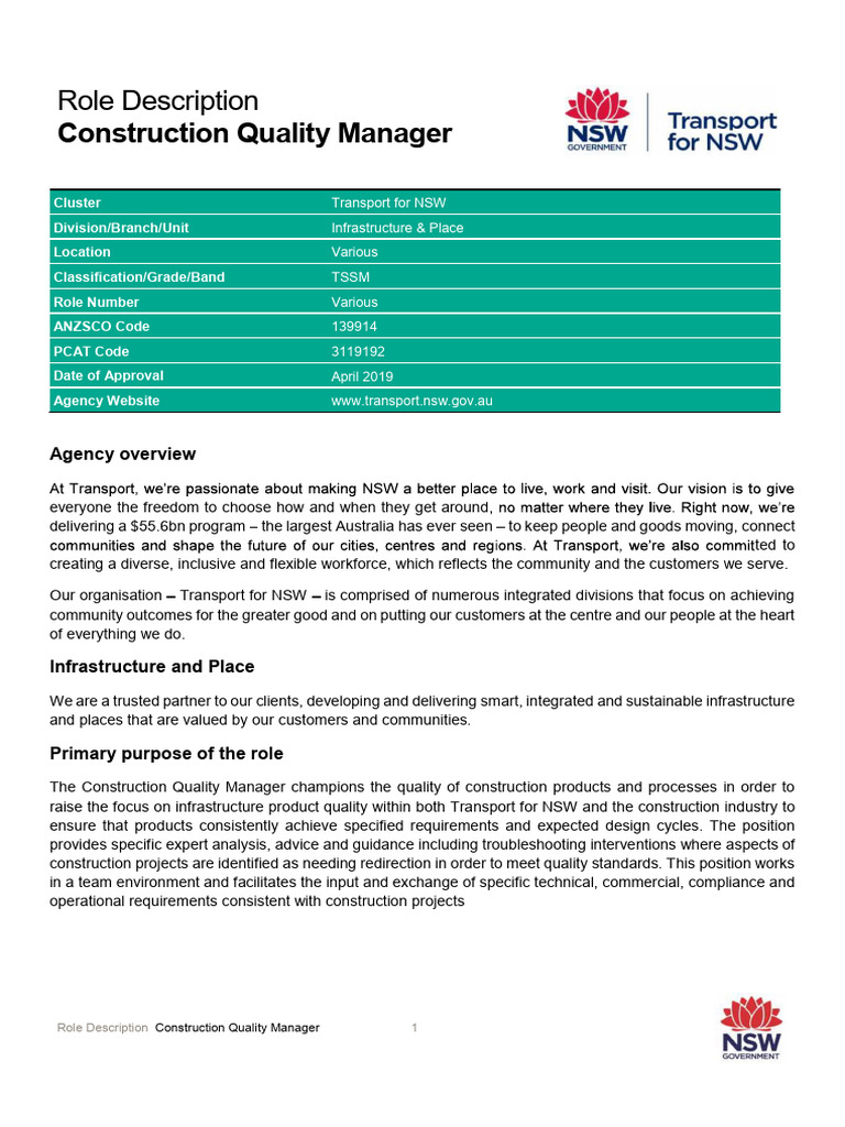 RD Construction Quality MNGR | PDF