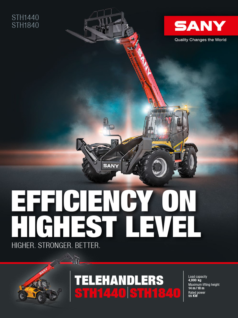 SANY Telehandlers: Power and Safety Redefined | PDF | Steering | Engines