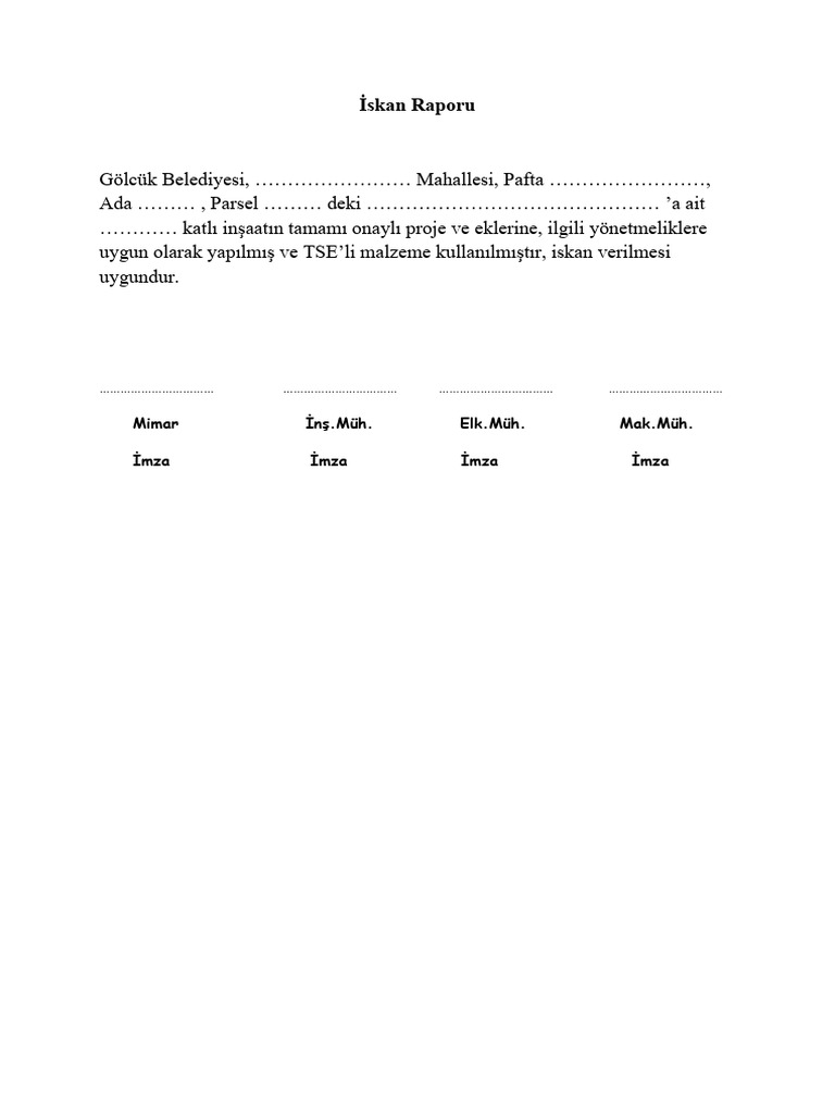 İskan Dilekçesi | PDF