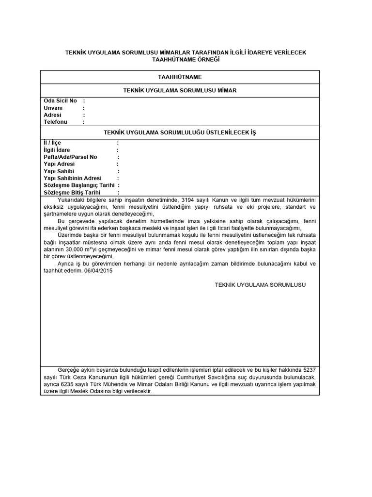 Taahütname (TUS) | PDF