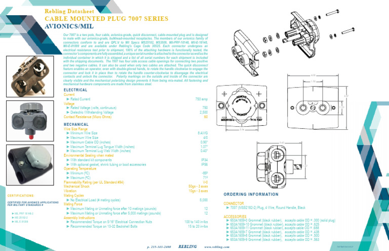 Avionics/Mil: Cable Mounted Plug 7007 Series | PDF | Electrical ...