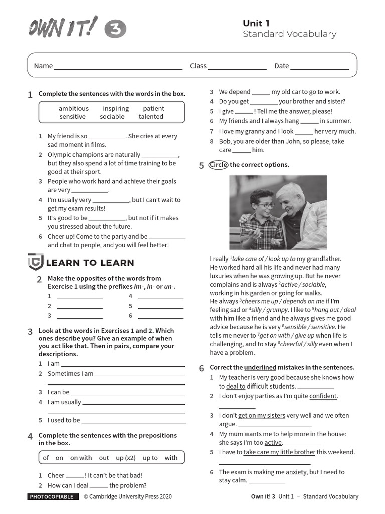 Vocabulary Standard Unit1 Without Answers | PDF
