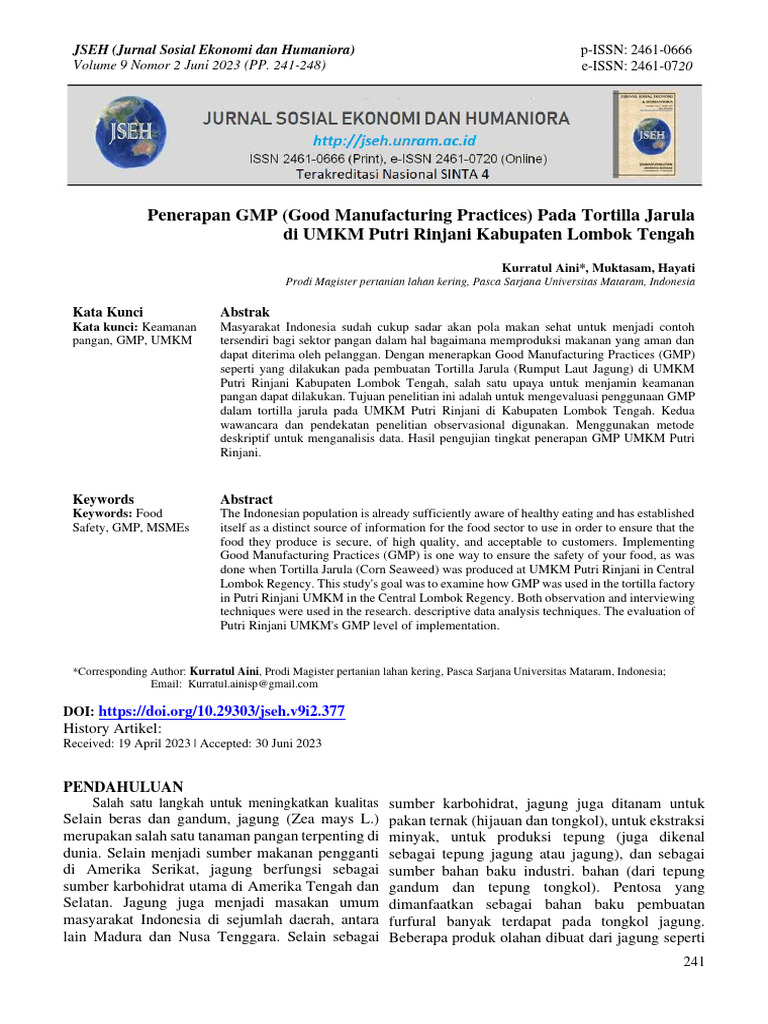 Penerapan GMP Good Manufacturing Practices Pada To | PDF