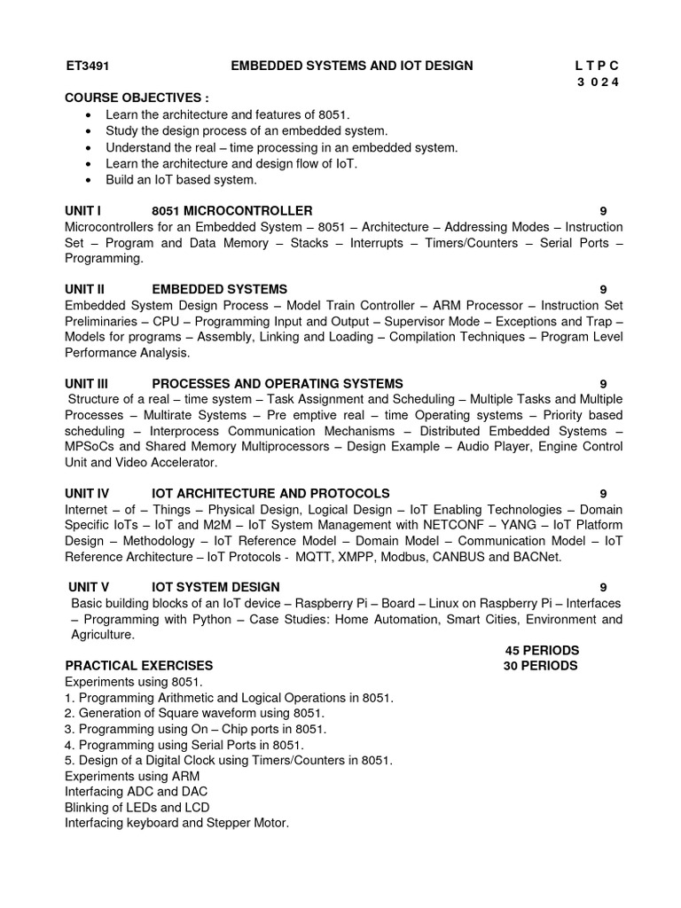 ET Syllabus | PDF | Embedded System | Internet Of Things