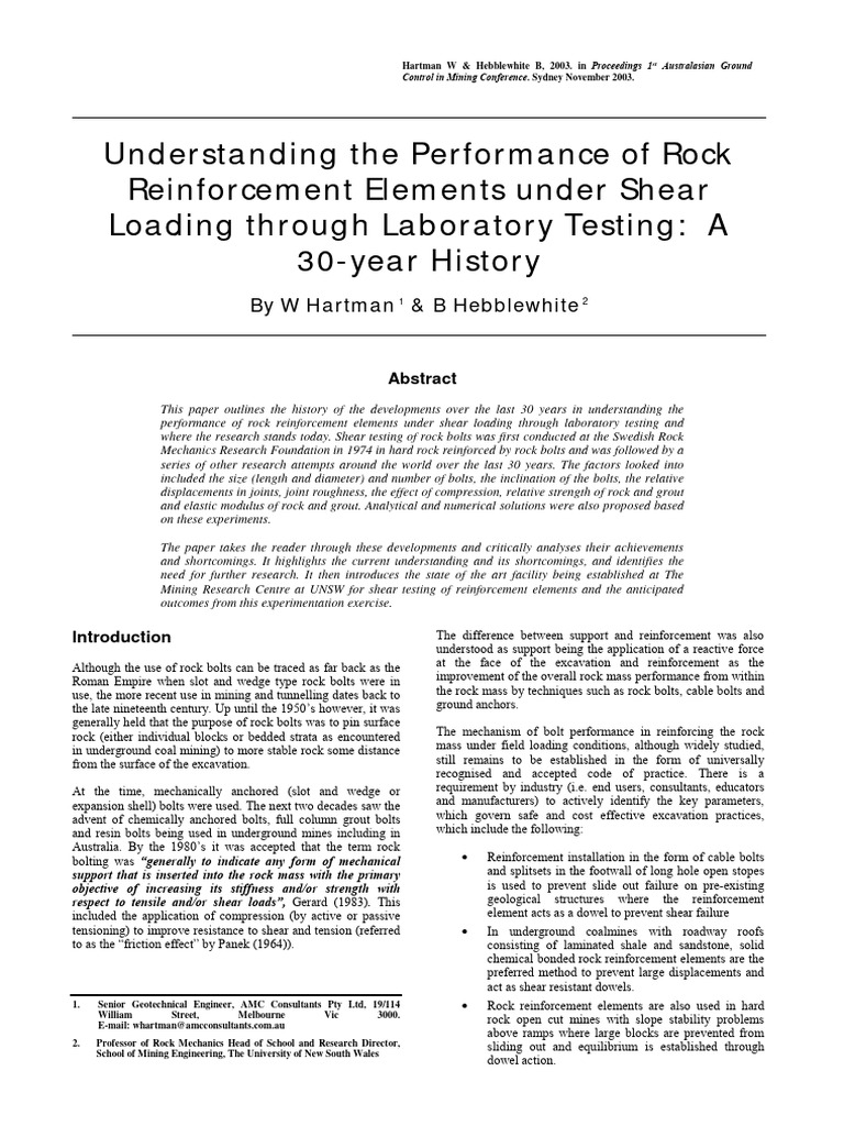Rock Reinforcement | PDF | Strength Of Materials | Stress (Mechanics)