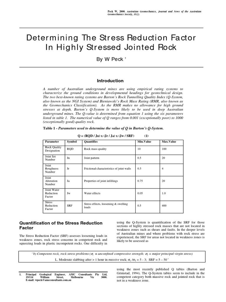 Stress Reduction in Jointed Rock | PDF | Stress (Mechanics) | Applied ...