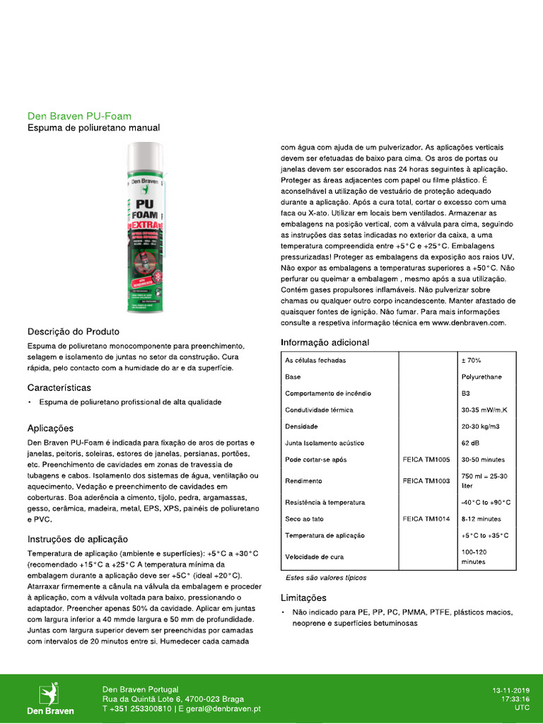 Espuma Poliuretano PU FOAM | PDF