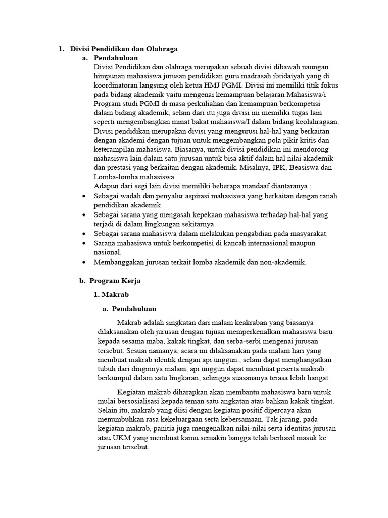 Contoh LPJ Divisi Pendidikan Dan Olahraga | PDF