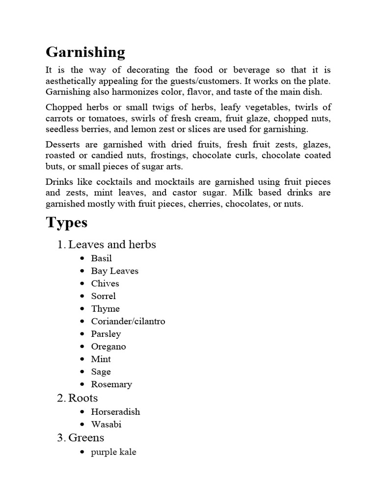Garnishing Download Free PDF Oregano Parsley