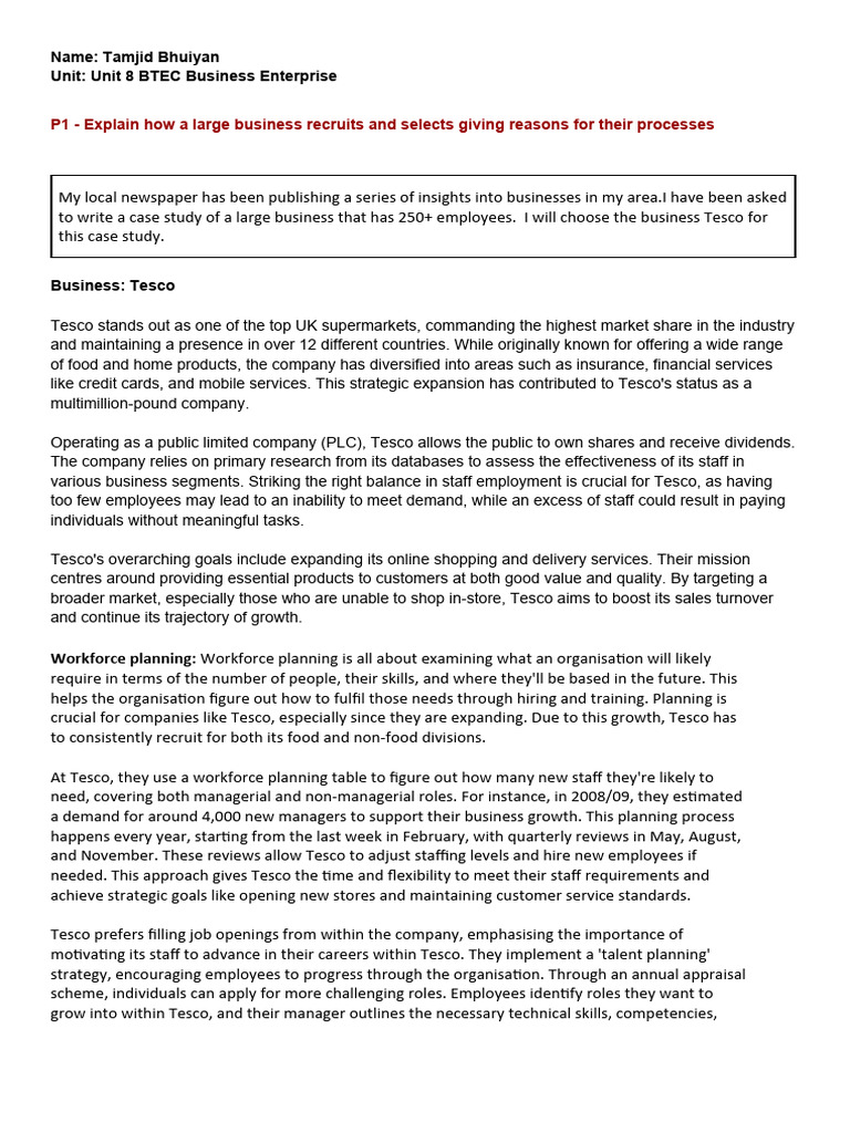 Business Unit 8 - Assignment 1 - Learning Aim A | PDF