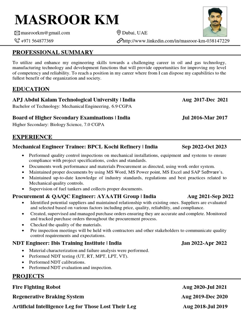 Masroor Resume | PDF | Nondestructive Testing | Reliability Engineering