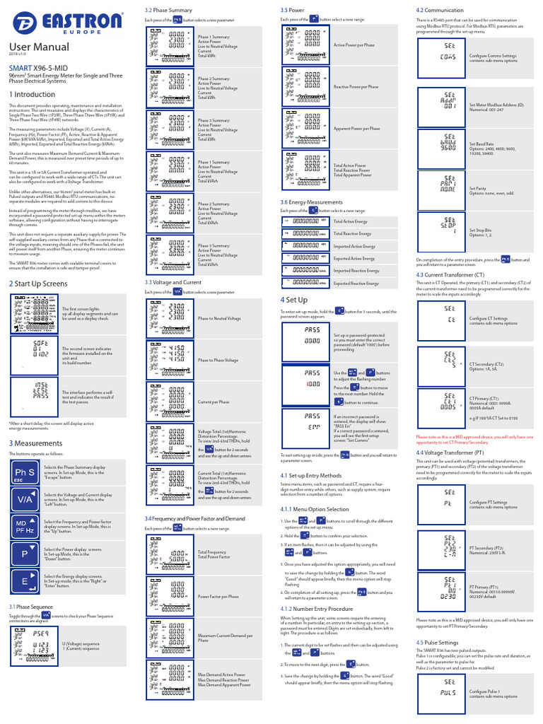 Eastron Smart X96 5 User Manual Pdf Ac Power Computer Engineering