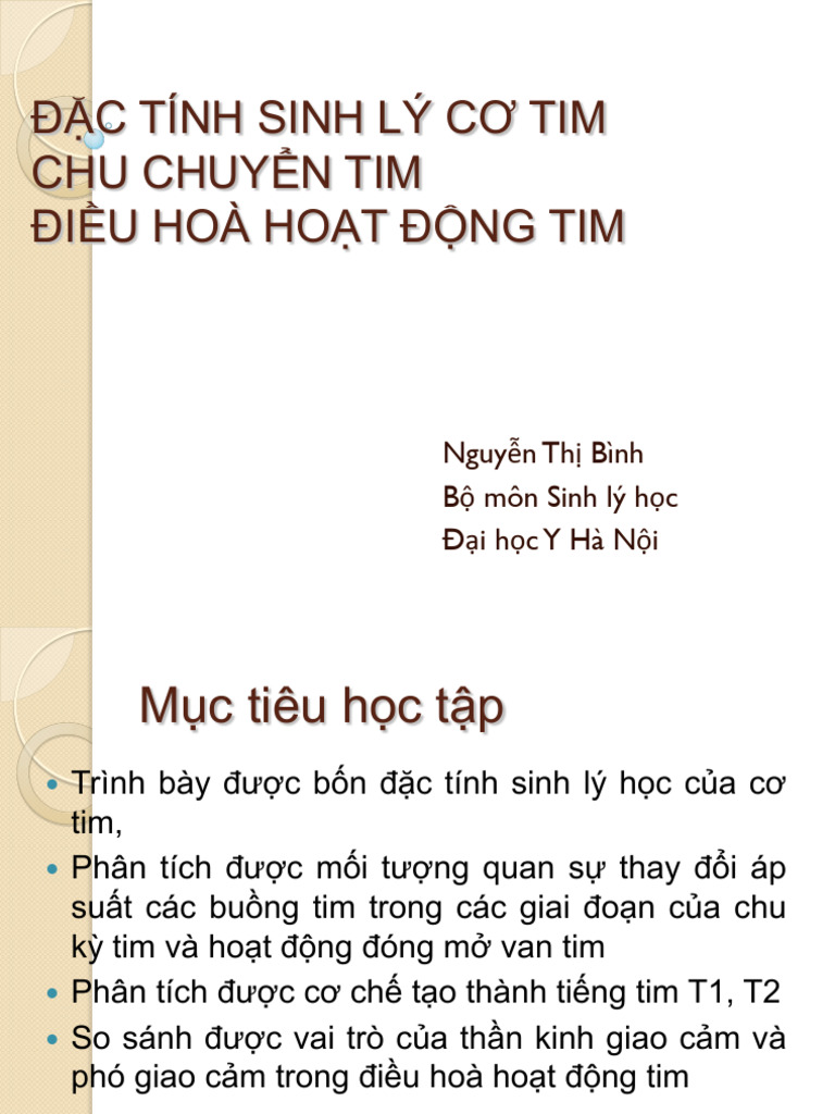 LEC - 2. Đặc tính sinh lý cơ tim chu chuyển tim | PDF