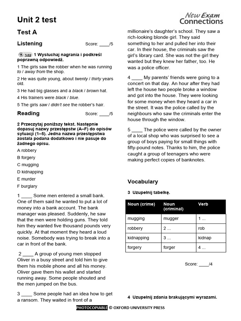 Unit 2 Test | PDF | Crimes | Crime & Violence