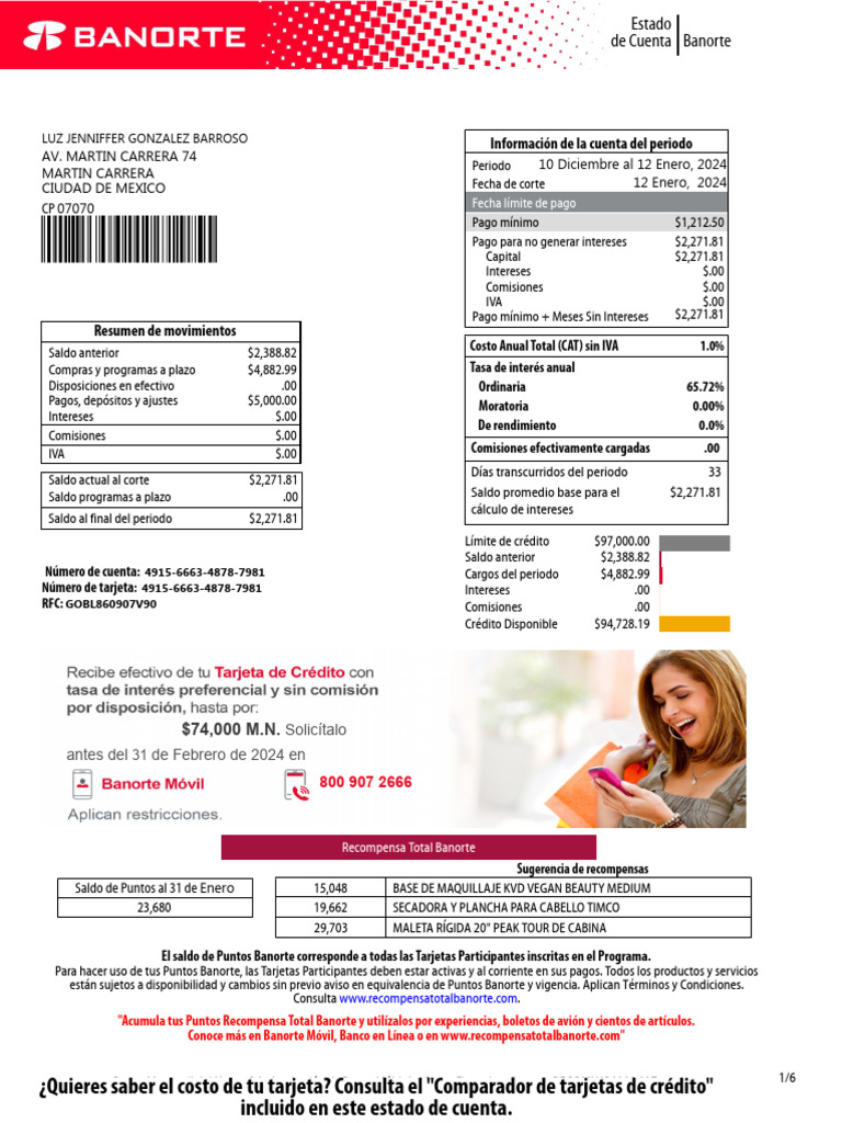 Estado Cuenta Banorte | PDF | Finanzas y dinero