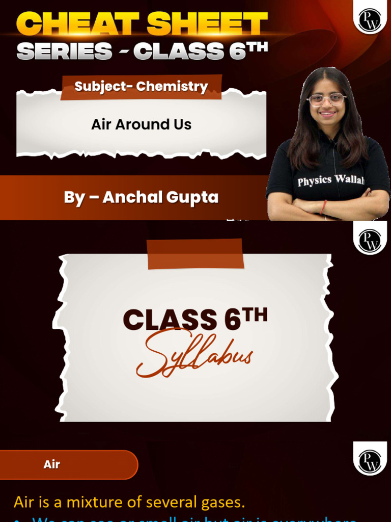 Class 6 Air Around Us Overview | PDF | Atmosphere Of Earth | Oxygen