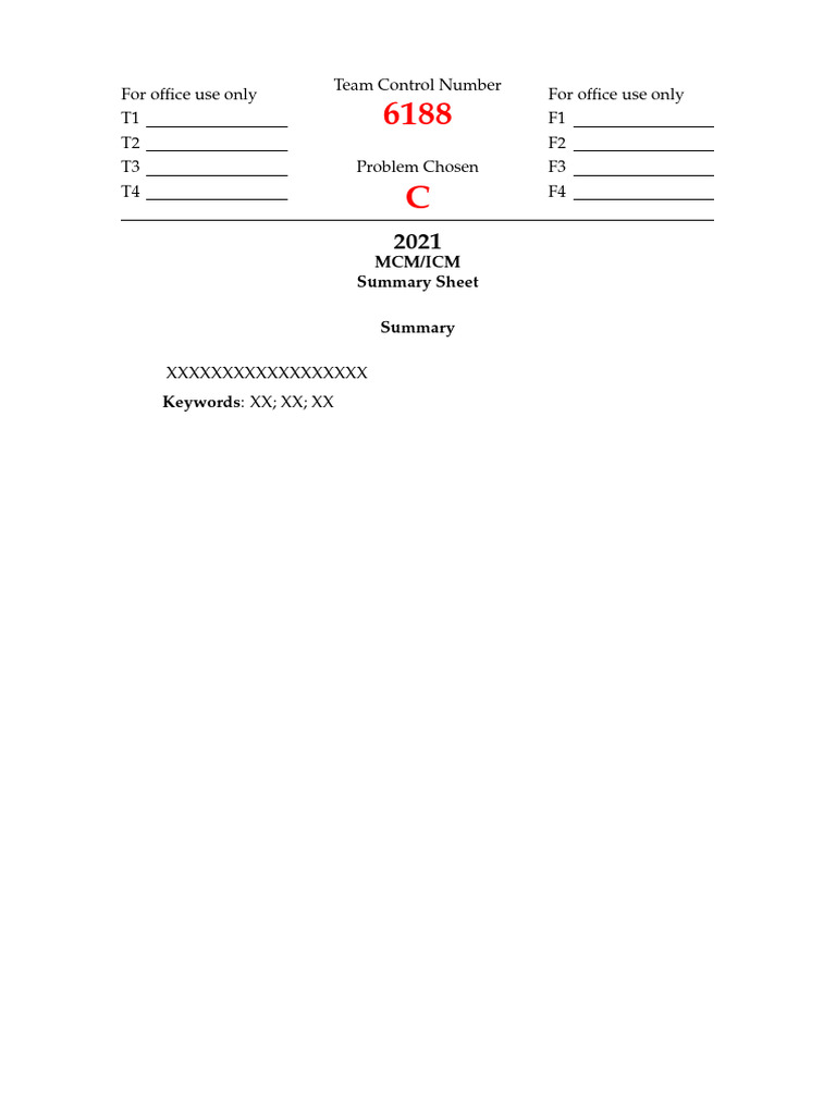 For Office Use Only T1 T2 T3 T4 Team Control Number For Office Use Only F1 F2 F3 F4 | PDF | Time ...