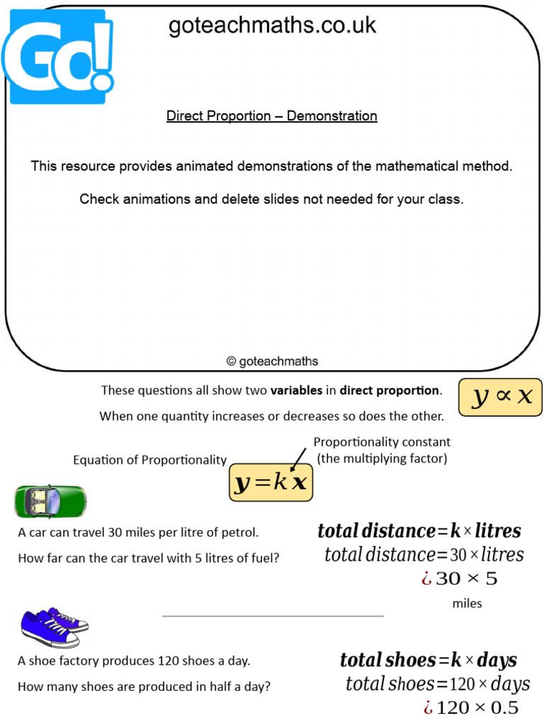 Direct Proportion Demonstration 1 | PDF | Variable (Mathematics ...